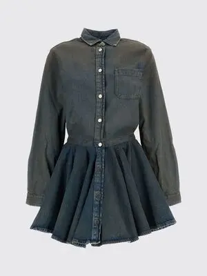 HAIKURE Cotton Denim Mini Shirtdress With Flared Skirt