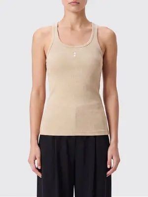 ICON DENIM LOS ANGELES Ribbed Jersey Tank Top With Thin Straps - Sand