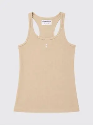 ICON DENIM LOS ANGELES Ribbed Jersey Tank Top With Thin Straps - Sand