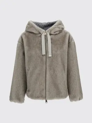 Herno Hooded Faux-fur Zip-up Jacket - Grey