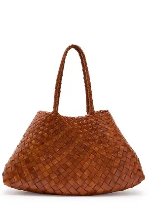 Dragon Diffusion Santa Croce Big Woven Leather Tote Bag - Tan