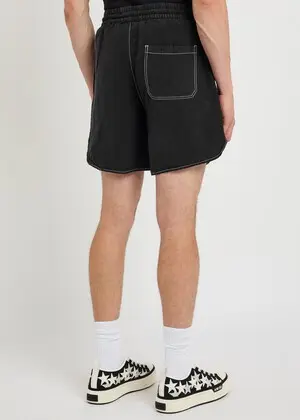 Amiri Contrast Stitch Linen-blend Shorts - Black