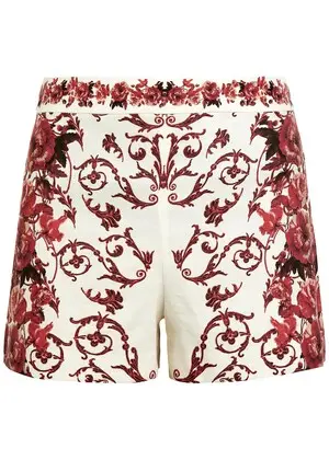 Alice + Olivia Hera Printed Linen-blend Shorts - Multicoloured
