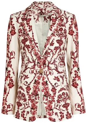 Alice + Olivia Macey Printed Linen-blend Blazer