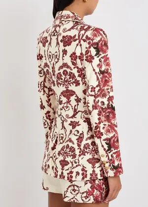 Alice + Olivia Macey Printed Linen-blend Blazer