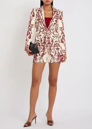 Alice + Olivia Macey Printed Linen-blend Blazer