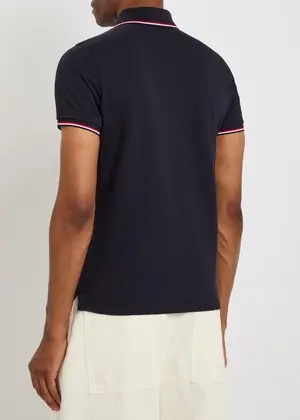 Moncler Logo-appliquéd Piqué Cotton Polo Shirt - Blue
