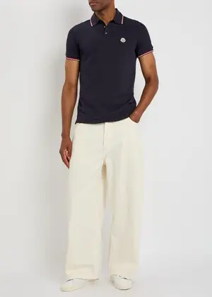 Moncler Logo-appliquéd Piqué Cotton Polo Shirt - Blue