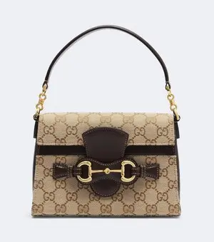 Gucci Horsebit Small Gg Canvas Top-handle Bag - Brown