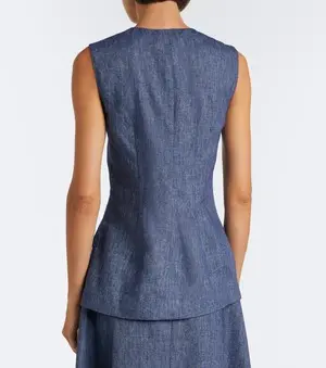 Carolina Herrera Sleeveless Vest In Linen, Wool, Silk, And Cashmere