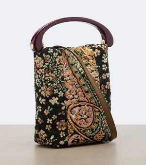 Dries Van Noten Micro Floral Jacquard Top-handle Bag