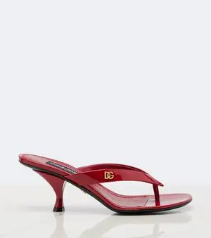 Dolce & Gabbana Dg Patent Leather Thong Sandals