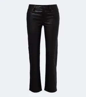 FRAME Cigarette Leather Slim Pants - Black
