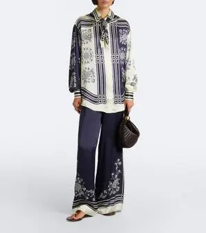 ALEMAIS Bandera Silk Shirt With Detachable Scarf