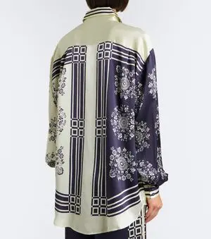 ALEMAIS Bandera Silk Shirt With Detachable Scarf