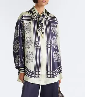 ALEMAIS Bandera Silk Shirt With Detachable Scarf