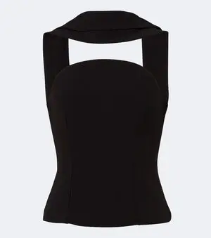 Roland Mouret Scarf-detail Crepe Corset Top - Black