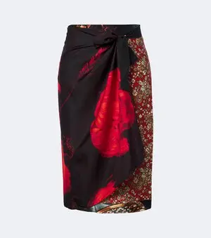 Dries Van Noten Printed Silk Wrap Skirt - Multicoloured