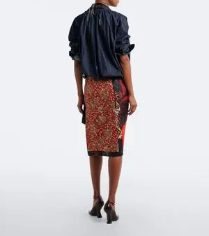 Dries Van Noten Printed Silk Wrap Skirt