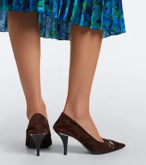 Gucci Vittoria Horsebit Suede Pumps