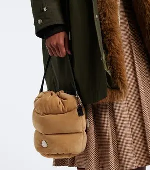 Moncler Caradoc Small Suede Down Bucket Bag