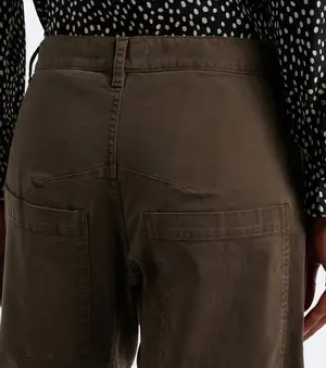 NILI LOTAN Shon Cotton Twill Barrel-leg Pants - Brown