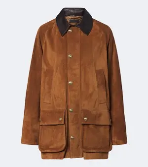 NILI LOTAN Kedem Leather-trimmed Suede Jacket - Brown