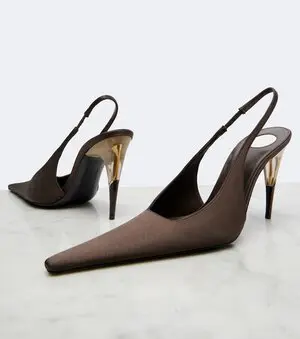 Saint Laurent Goya Crepe Satin Slingback Pumps