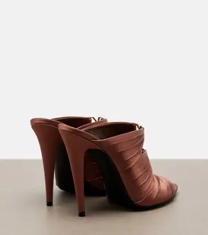 Saint Laurent Emilie Crepe Satin Mules - Brown