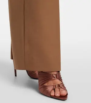 Saint Laurent Emilie Crepe Satin Mules - Brown