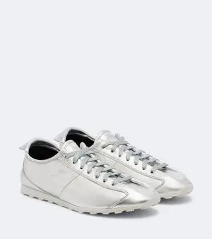 Jacquemus Tennis Metallic Leather Sneakers - Silver