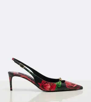 Dolce & Gabbana Floral Leather Slingback Pumps - Multicoloured