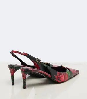 Dolce & Gabbana Floral Leather Slingback Pumps - Multicoloured