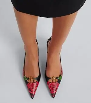 Dolce & Gabbana Floral Leather Slingback Pumps - Multicoloured