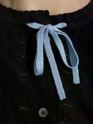 Marni Pointelle-knit Cardigan With Bow Detail