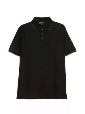 Emporio Armani Logo-embroidered Contrast-trim Polo Shirt - Black