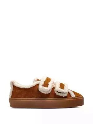 Inuikii Shearling-trim Touch-strap Low Sneakers - Brown