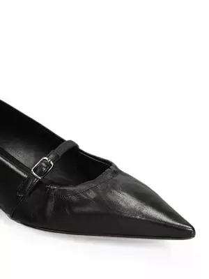 THE SELLER Buckle-strap Pointed-toe Leather Pumps