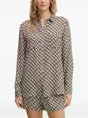 Melissa Odabash Millie Chain-print Button-up Shirt - Brown