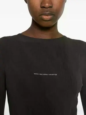 Alexander Wang Logo-print Ribbed-knit Mini Dress