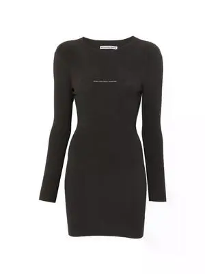 Alexander Wang Logo-print Ribbed-knit Mini Dress - Brown
