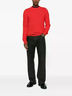 Moncler Waffle-knit Logo Patch Sweater - Red