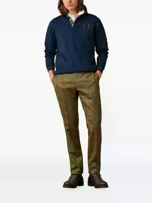 HACKETT LONDON Logo-patch Long-sleeve Polo Shirt - Blue