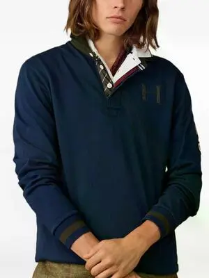 HACKETT LONDON Logo-patch Long-sleeve Polo Shirt