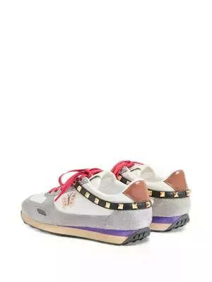 Valentino Garavani Studded Butterfly Embroidered Sneakers - White