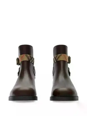 Burberry Check-strap Leather Ankle Boots