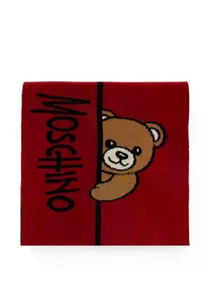 Moschino Teddy Bear-logo Scarf - Red