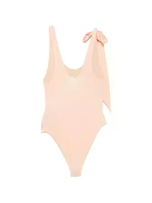 Chloé Bow-detail Graphic-print Swimsuit - Pink