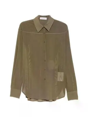 THE FRANKIE SHOP Peri Sheer Long-sleeve Shirt - Green