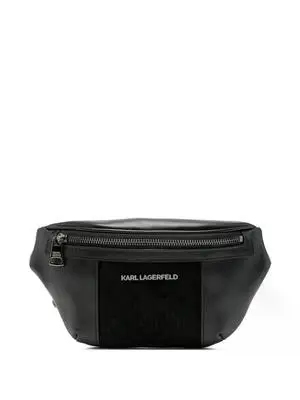 Karl Lagerfeld Logo-plaque Monogram-pattern Belt Bag - Black
